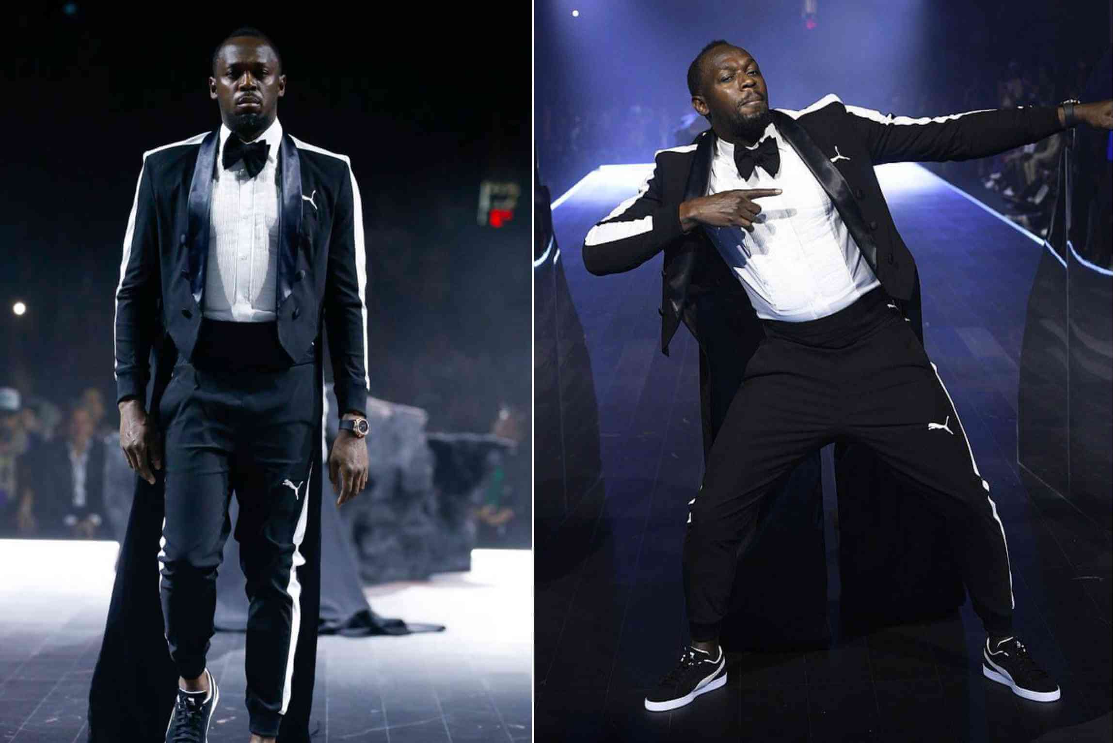 Olympic gold medalist Usain Bolt catwalks in Puma's fashion show ...