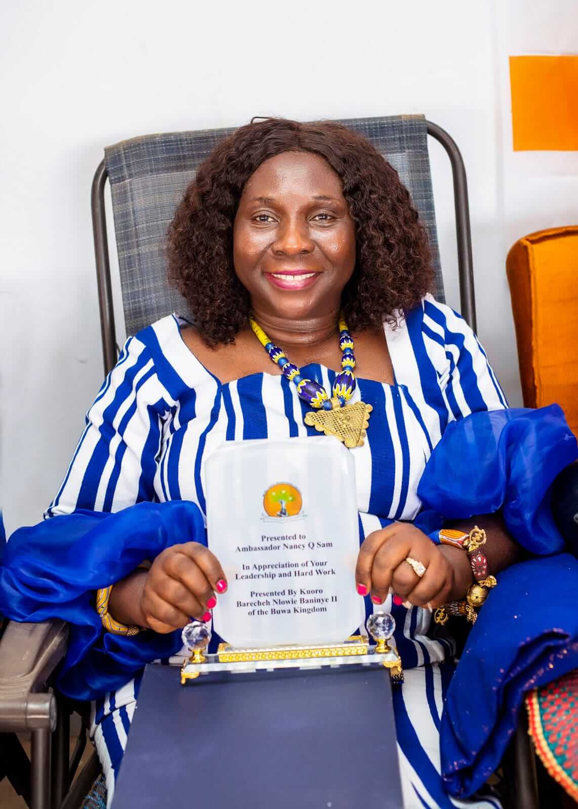 Amb. Nancy Sam receives award from Ghana's Buwa Kingdom