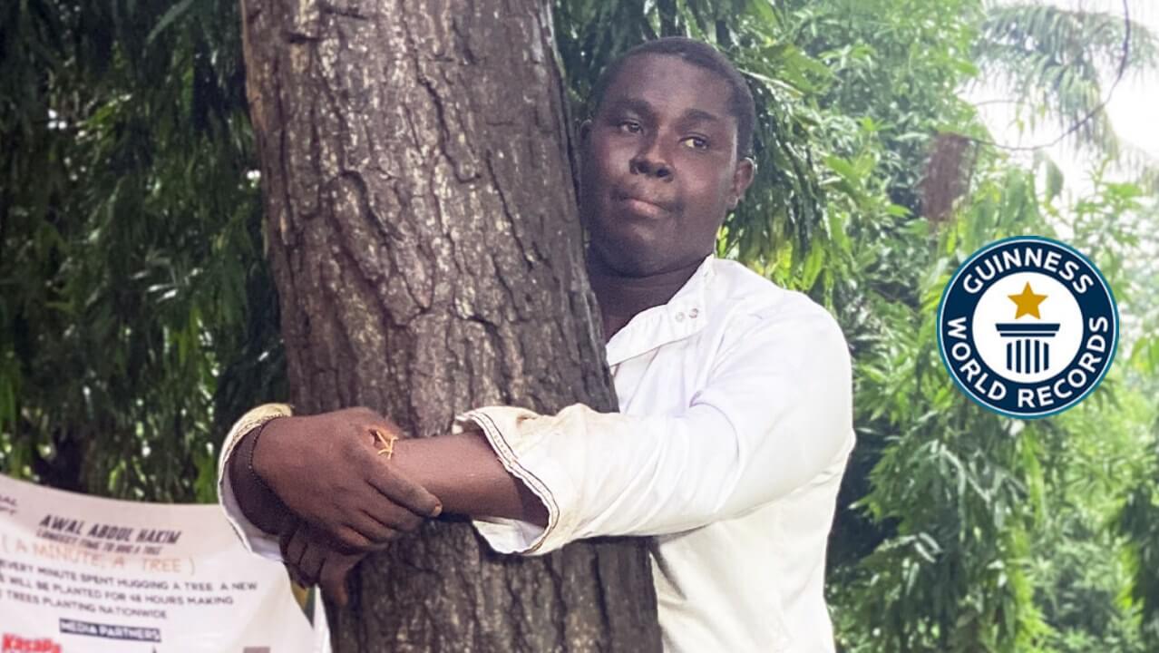 Ghanaian breaks tree hugging record to promote reforestation